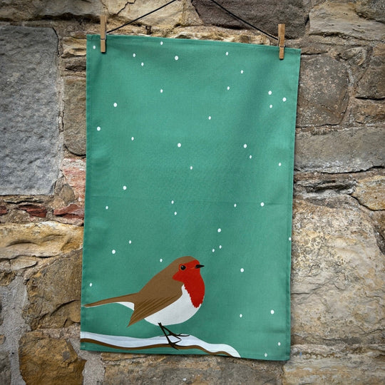 FM Tea Towel Festive Robin – Flux