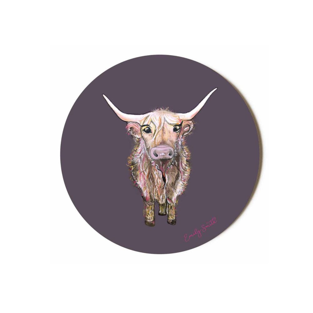 Heidi Highland Cow Round Coaster – Flux